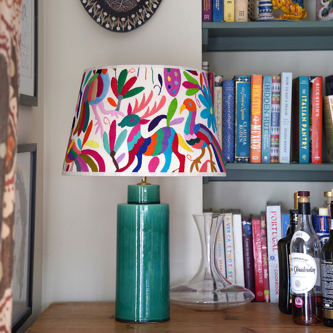 Ceramic Medium Column Lamp- Blue-Green – Montes & Clark