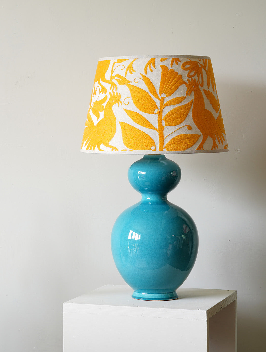 Ceramic Large Rounded Gourd Lamp - Blue-Green – Montes & Clark